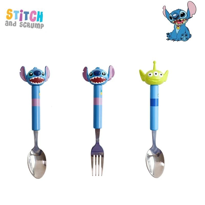 Disney Stitch Cutlery Cartoon Spoon Fork Tableware Portable Flatware ...