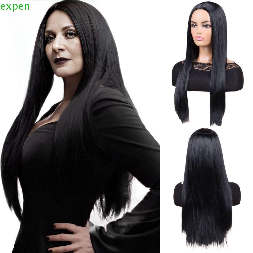 EXPEN Morticia Addams Wigs, Mother Black Addams Family Cosplay Wig ...
