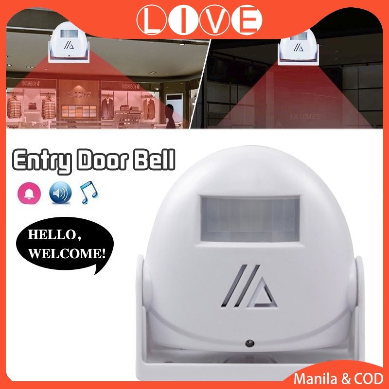 Wireless Entry Door Bell Welcome Door Belll Alarm PIR Motion Sensor ...