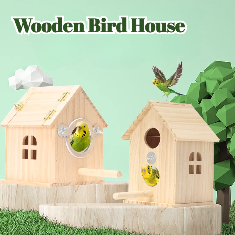 Bird Cage Parrot Small Wooden House Solid Wood Bird Nest Bird Hatching ...