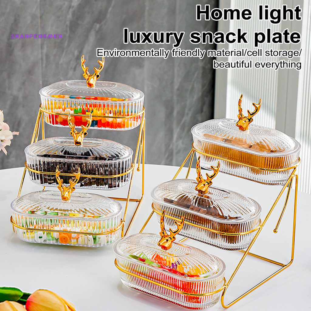SFH-3-Tier Dried Fruit Display Tray with Nut Stand Stylish Elk Lid ...