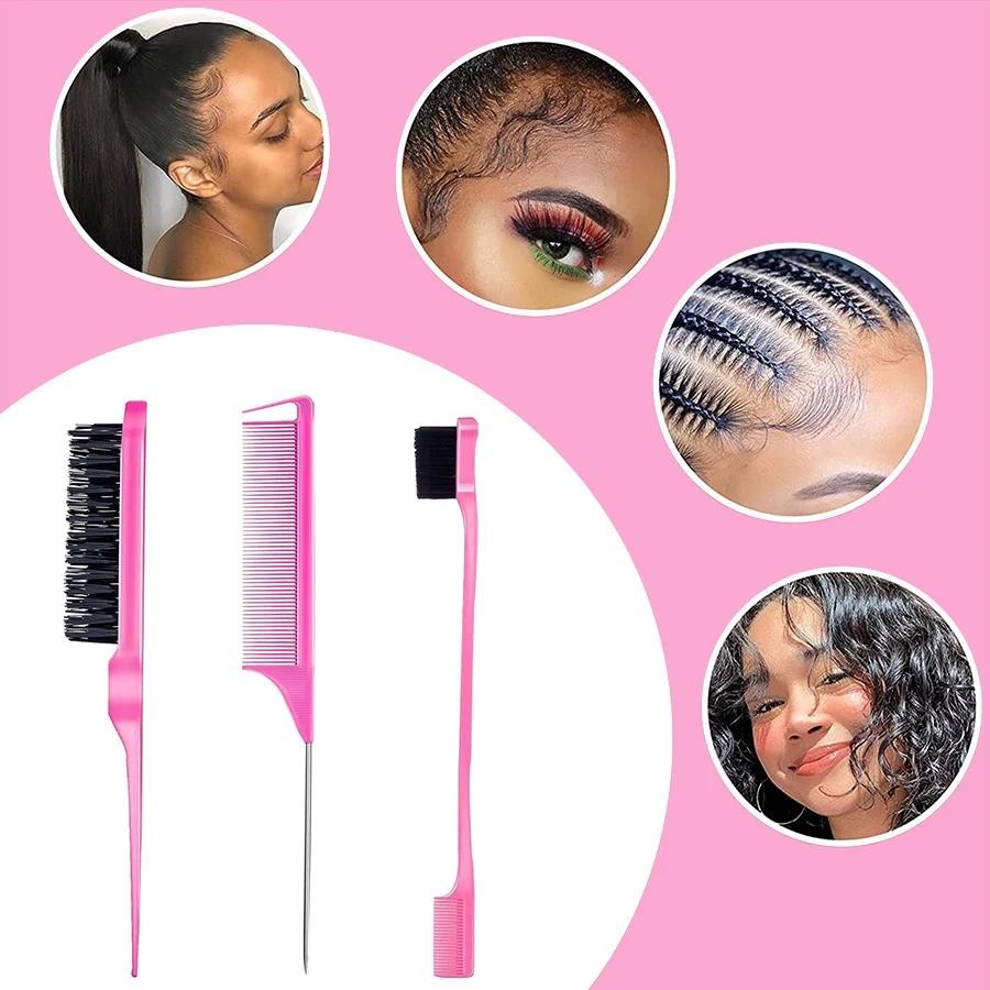 3pcs/set Comb Kit Fine Tooth Dual Edge Control Defines Tame Hair ...