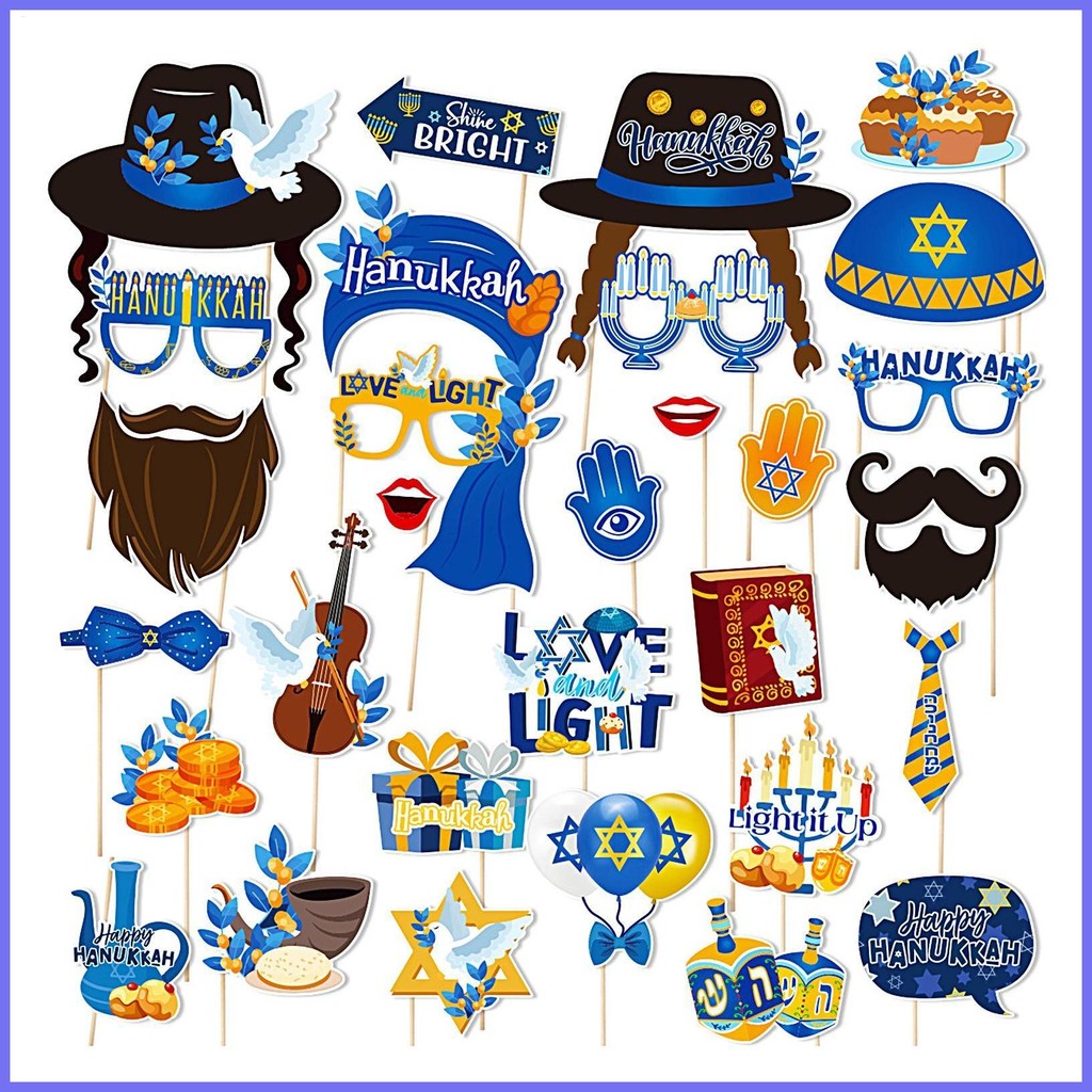 Chanukah Photo Booth Props 30 Pieces Funny Photo Booth Props Happy ...