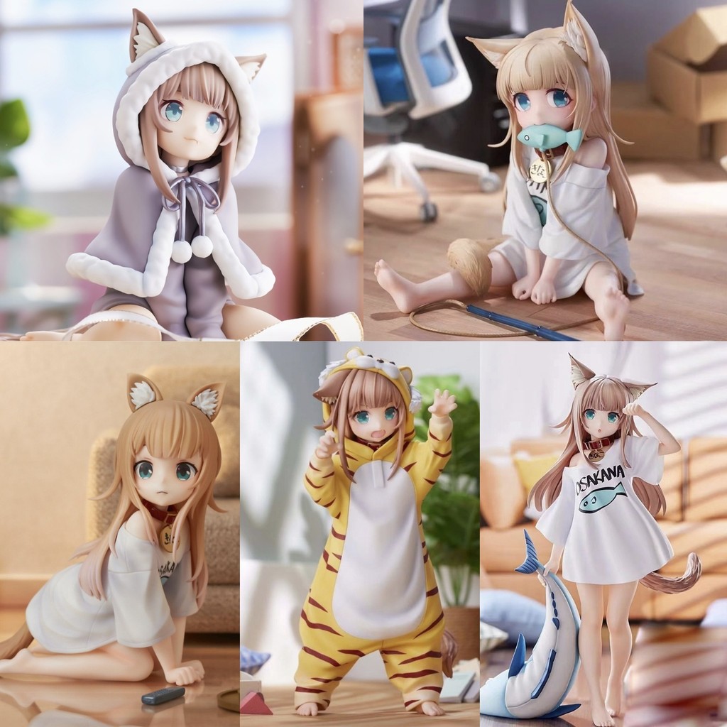 Interchangeable Face Figurines - Standing Kinako, Sitting Cat Girl ...