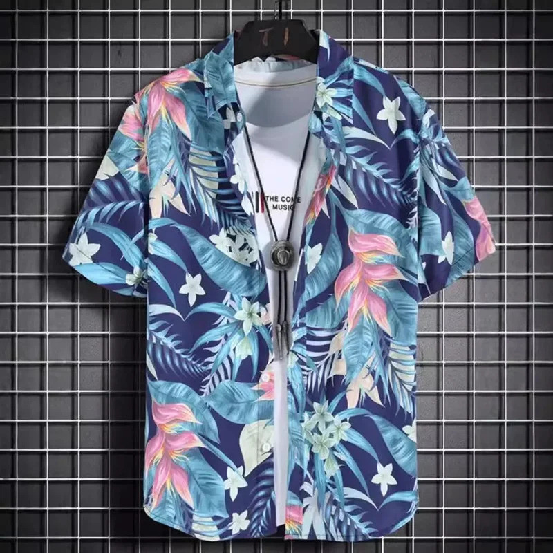 Casual Summer Thin Floral Short Sleeve Shirt For Men And Women Loose ...