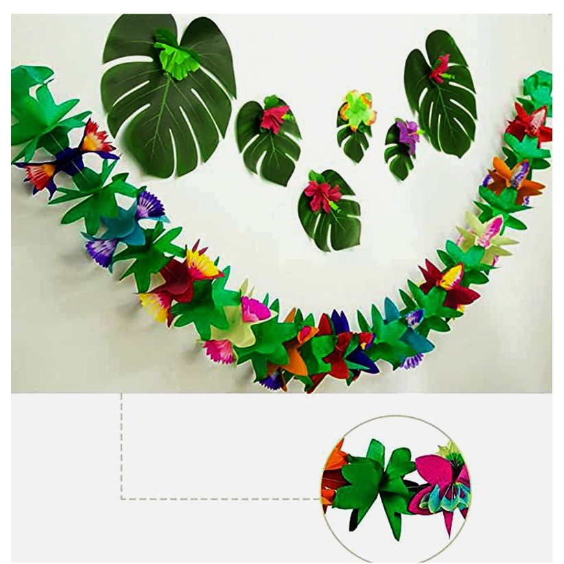 Hawaiian Tropical Paper Flower Garland 3M Paper Flower Garland Banner ...