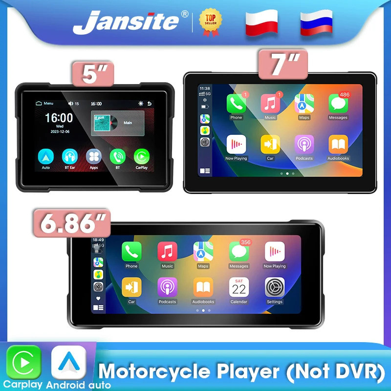 Jansite 5"/7"/6.86" Motorcycle Smart Player AI IPS Screen Monitor ...