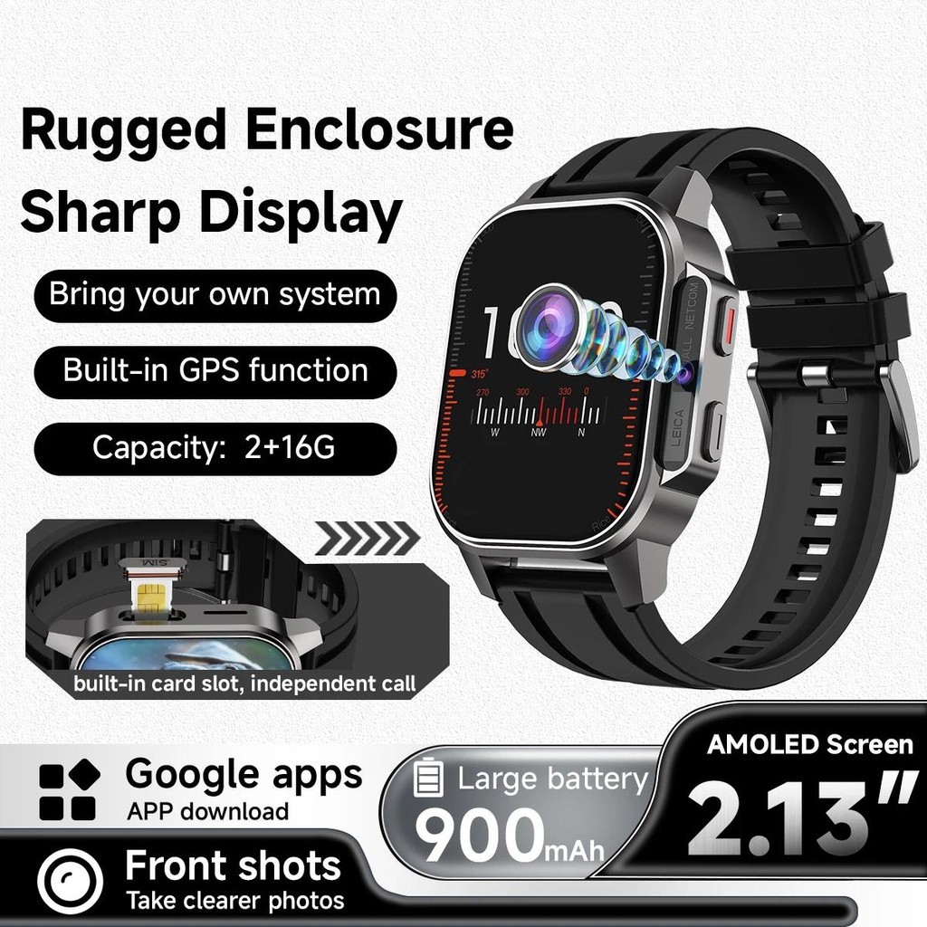 4G LTE Smart Watch GPS SIM Card Wifi Front Camera NFC 16G ROM APP Store ...