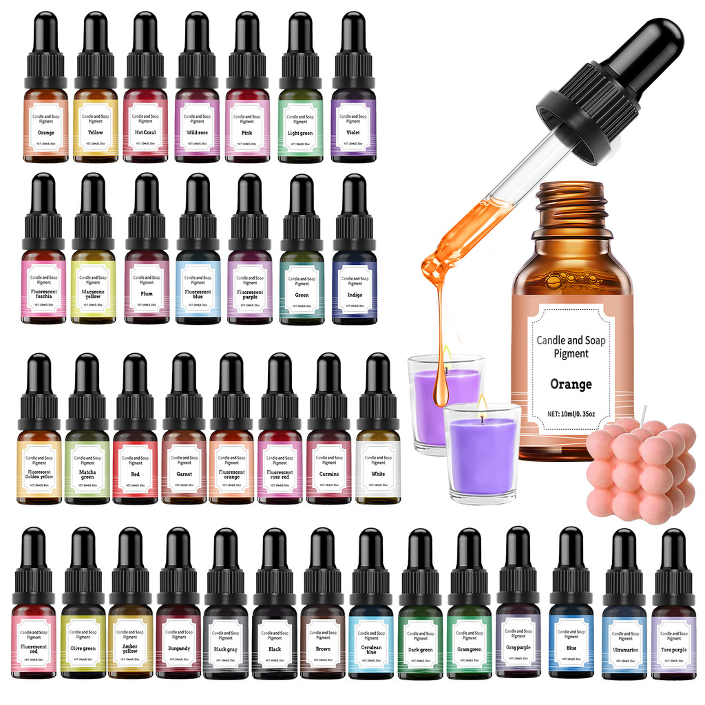 36 Colors 10ml Candle Wax Pigment Colorant Non-Toxic With Dropper For ...
