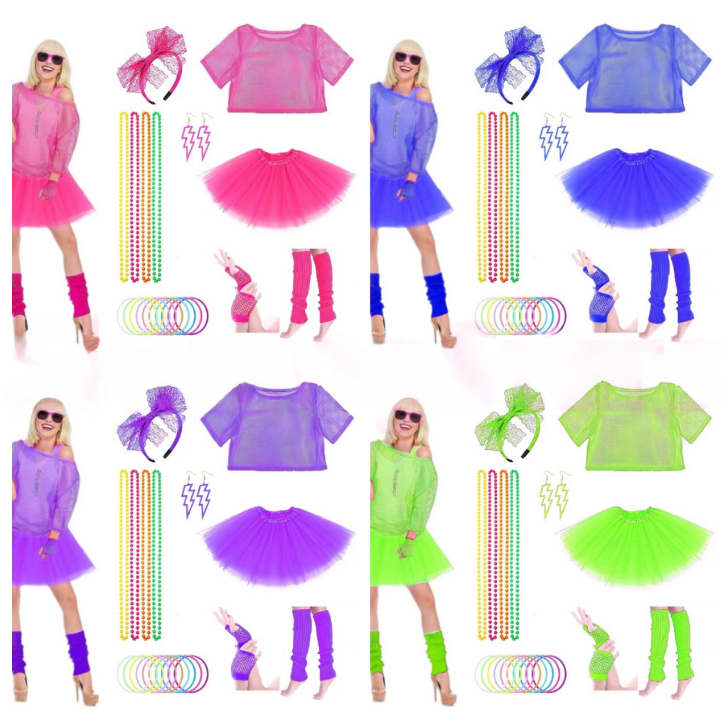 BlessU 80s Costume Garment Set Polyester PVC Cotton Cosplay Apparel Vintage Style Warmers Skirts ...