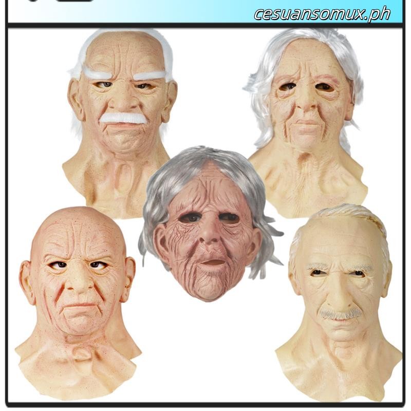 CODAdult Realistic Elderly People Latex Mask Horror Bald Man Full Head ...