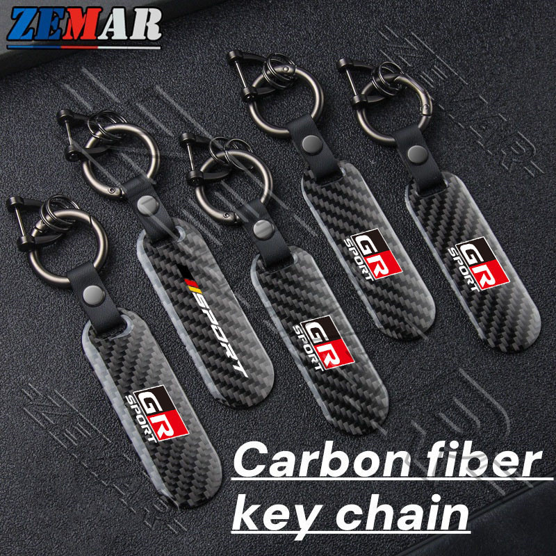 Toyota GR Sport Car Keychain Carbon Fiber Hang Tag Key Buckle ...