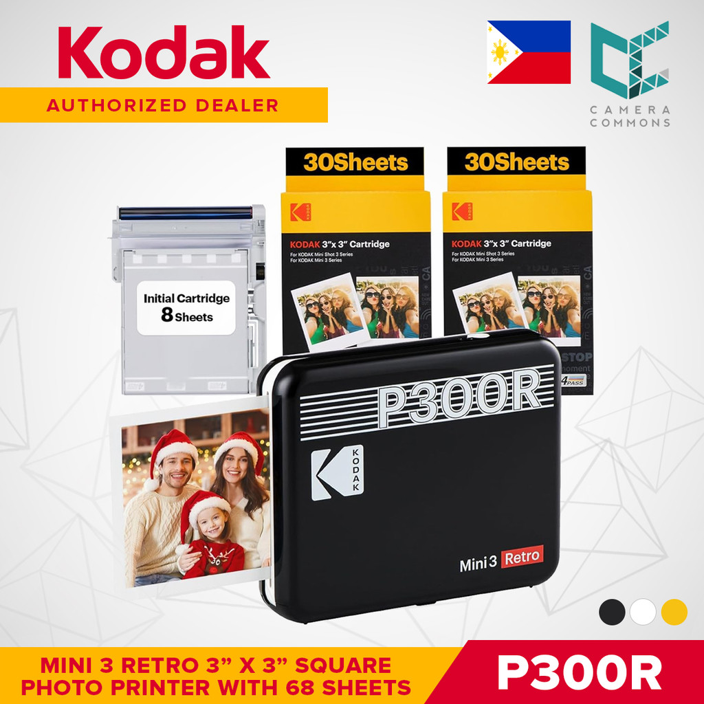 Kodak Mini 3 Retro Square 3"x3" Bluetooth Photo Printer Set 4PASS ...