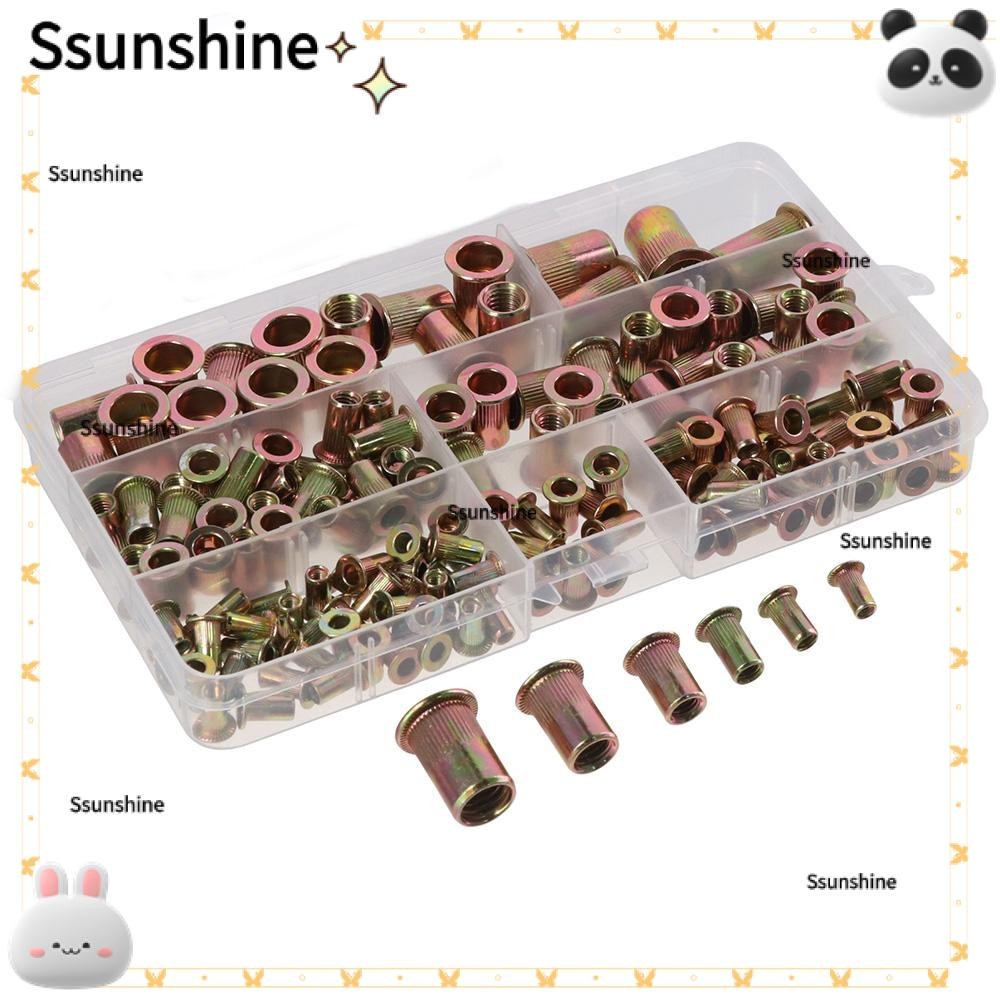 SSUNSHINE 150Pcs Rivet Nut, M3 M4 M5 M6 M8 M10 Zinc Plated Carbon Steel Rivet Nuts Kit, Heavy ...