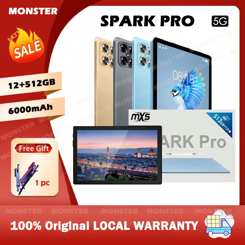 Monster MAX Spark Pro 10Inch 5G Original Tablets 12+512Gb Android 12 ...
