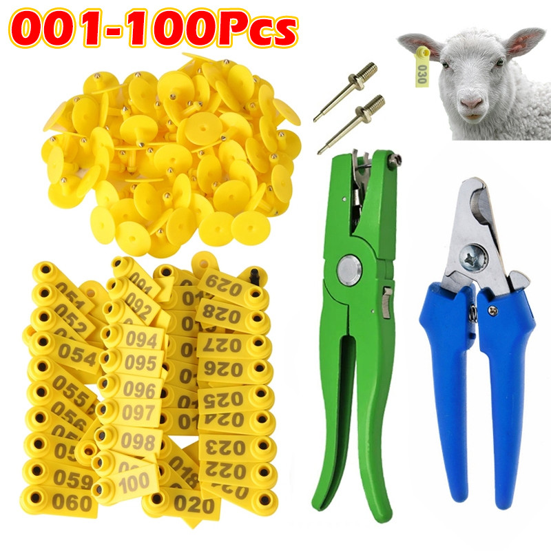 001-100Pcs Goat Ear Tags Number / Ear Tags Applicator / Ear Tags Remove ...