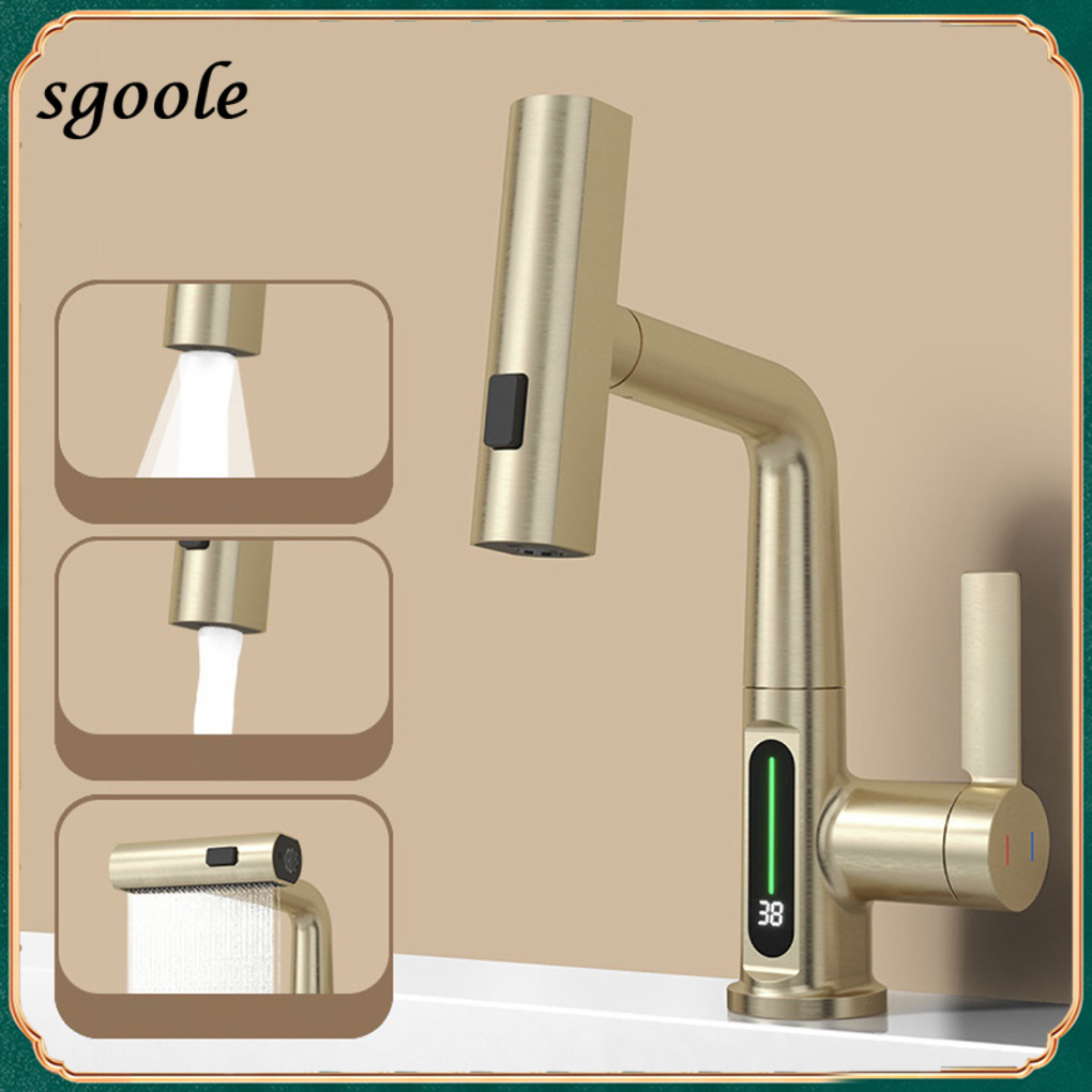 Pull-Out Basin Faucet Easy Installation And 3 Water Flow Modes Premium ...