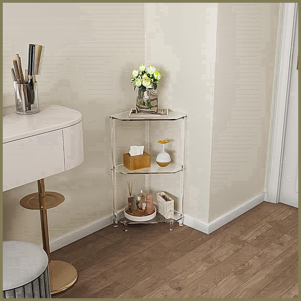 Acrylic Corner Table 3-Tier Triangle Corner Table for Living Room ...