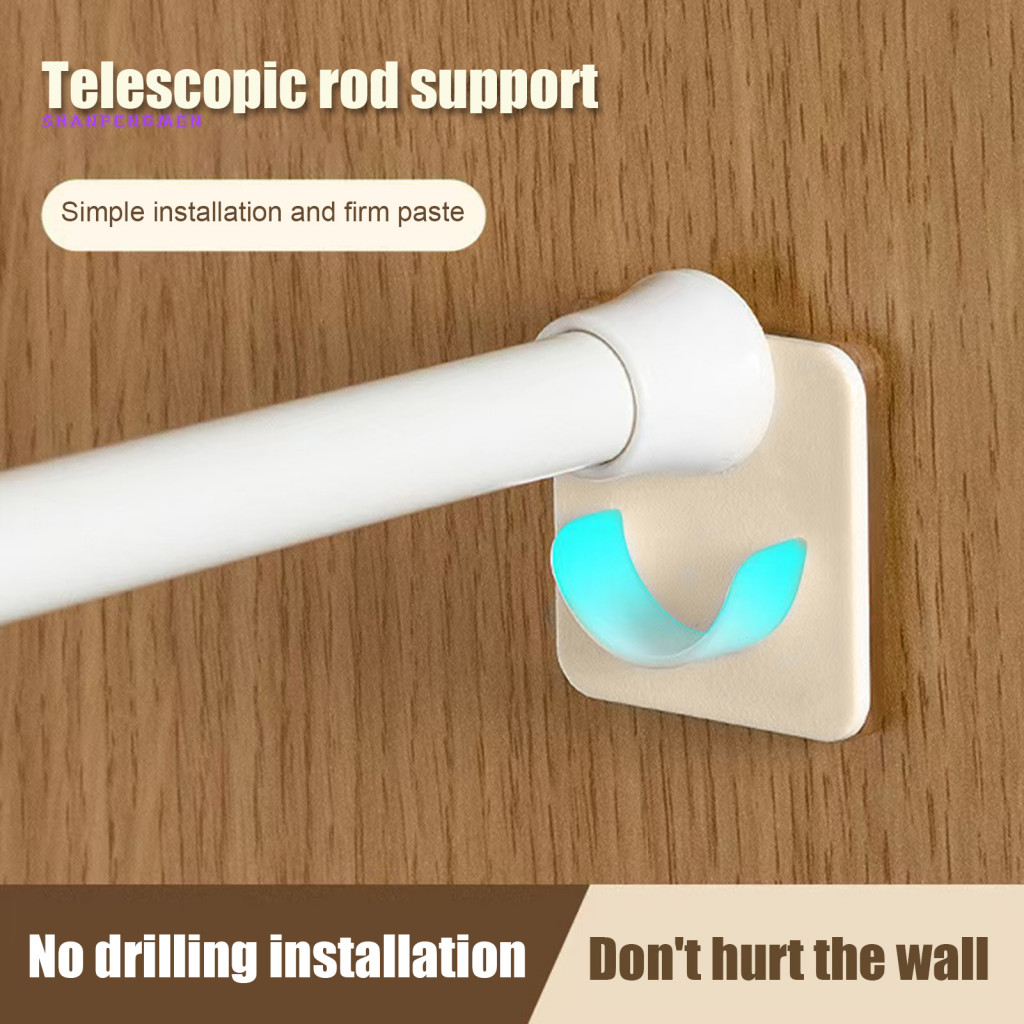 SFH- Adhesive Wall Mount Rod Holder Semi-circular Retaining Grooves Rod ...