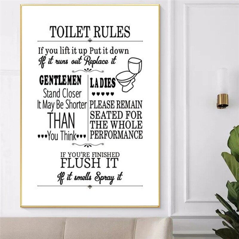 Popular Poster Toilet Rules Wall Art Canvas Painting Modern Funny ...