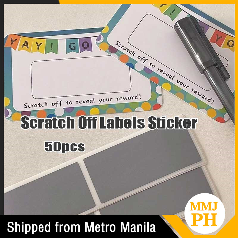 50Pcs Scratch Off Labels Sticker For Reward Card / Lucky Draw | Shopee ...