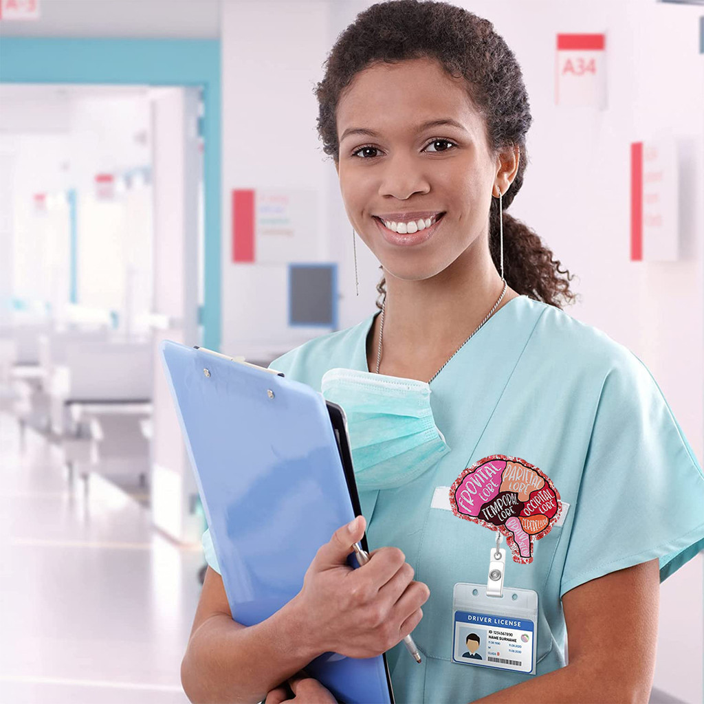 Nurse Badge Reel Retractable Brain Rotatable Organ Flower Clip Organs ...