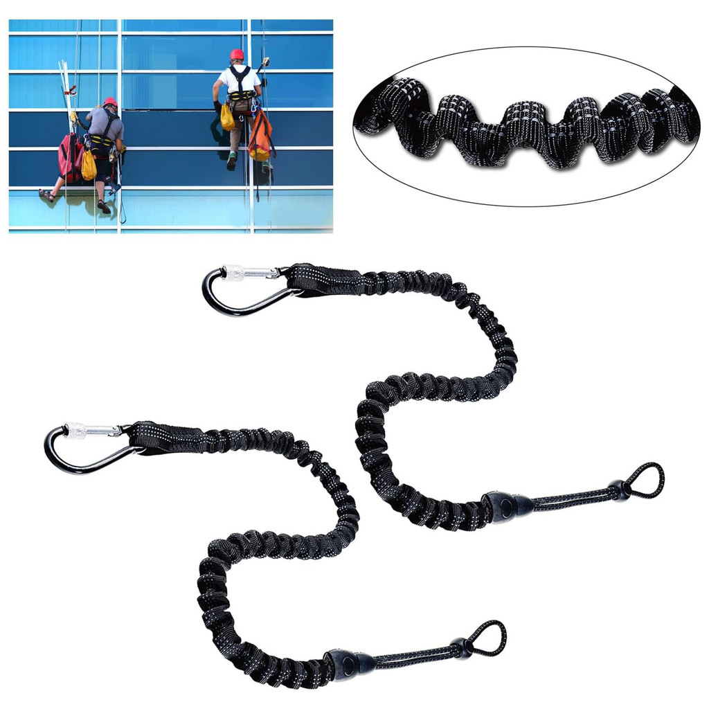 Work-at-Height Tool Safety Rope With Carabiner Retractable Elastic Rope ...