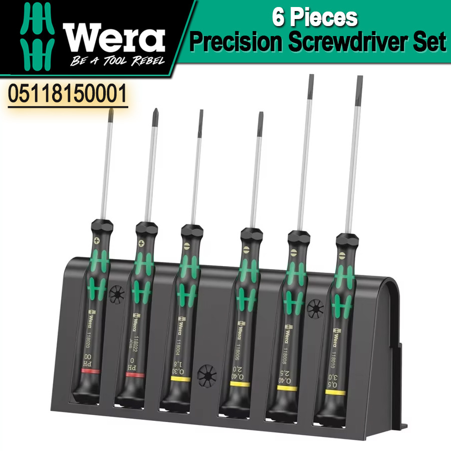 WERA 6 Pieces Precision Screwdriver Set for Electricians, Opticians ...