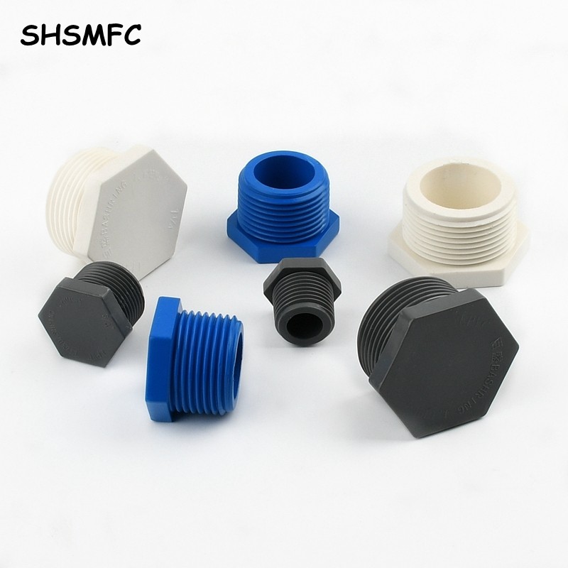 2pcs 1/2"~2"Inch PVC Male Thread End Caps Screw Plug Joint Connector ...