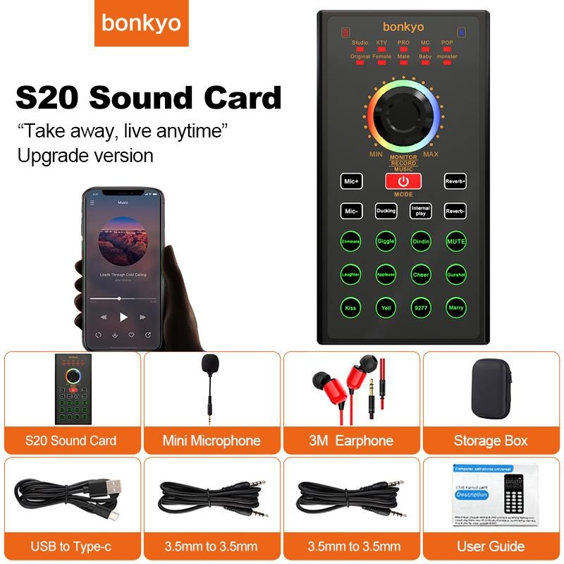 bonkyo Mini S20 Sound Card for Live Streaming and Recording on Phones ...