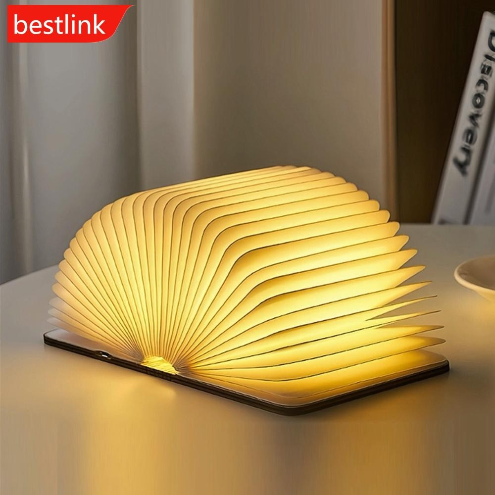 BESTLINK LED Wooden Book Light 3D Creative LED Book Lamp Rechargeable ...