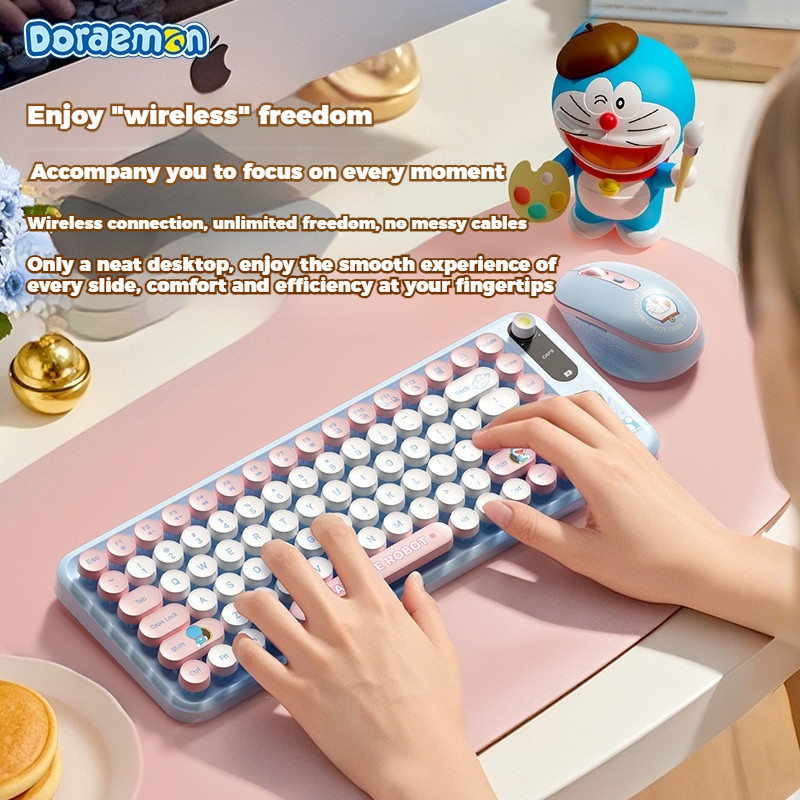 Doraemon Wireless Keyboard And Mouse Combo Cute Laptop Silent Keyboard And Mouse Set Shopee