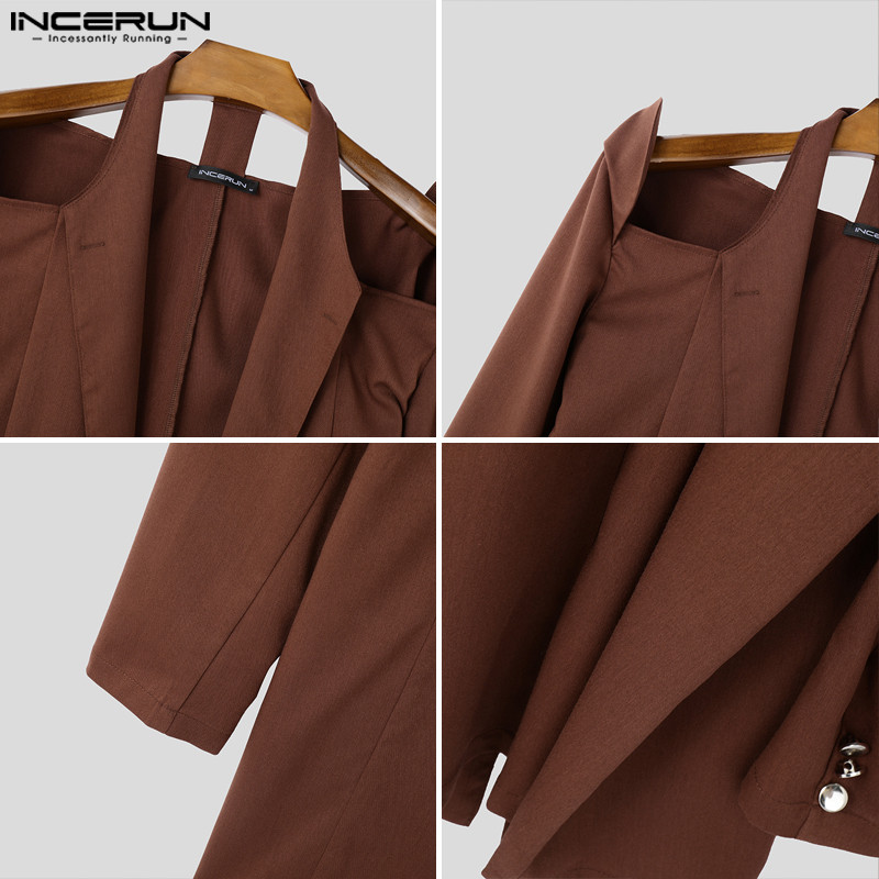 INCERUN Men Vintage Personalized Shoulder Scooped Long Sleeve Casual ...