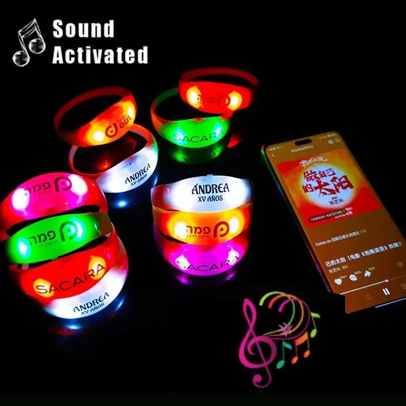 20/30pcs Customized Music & Sound Control LED Bracelets Glow Bracelets ...