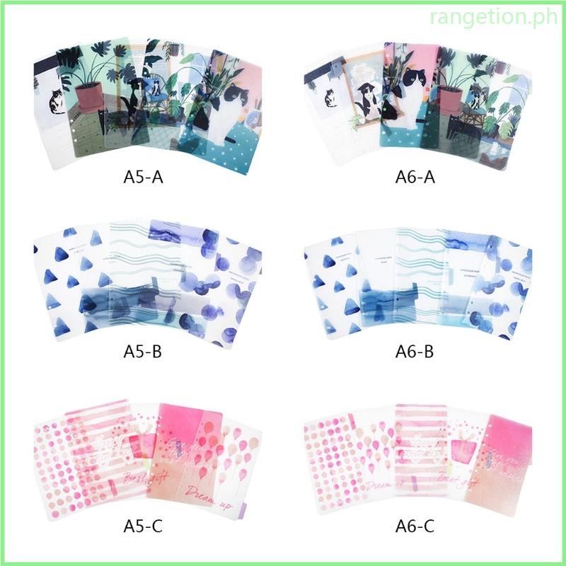 RAN 5Pcs A5 Dividers A6 Index Cards 6-ring Loose Leaf Divider 6 Holes ...