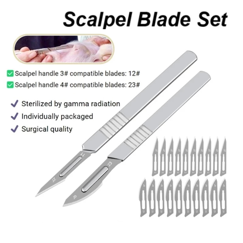 10Pcs Stainless steel scalpel blades scalpel set with handle medical ...