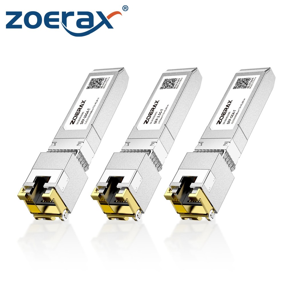 ZOERAX 10G/2.5/1.25G GBASE-T SFP+ to RJ45 CAT.6a Transceiver Module Auto-Negotiation Ethernet ...