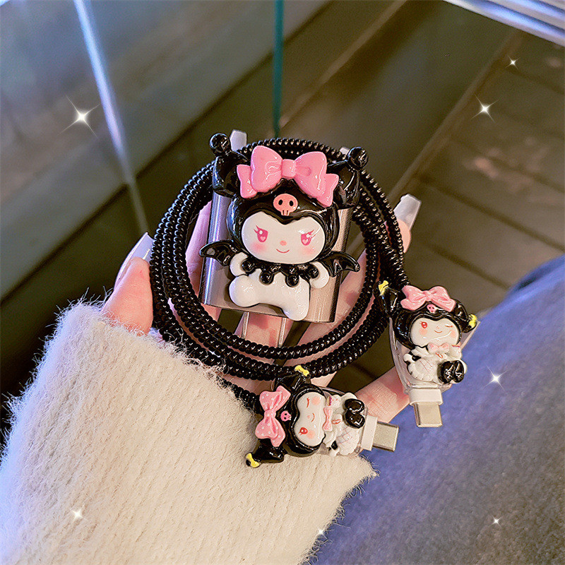 4 in 1 /Cute Cartoon Kuromi DIY 18w/20w Charger Protector Set Charger ...
