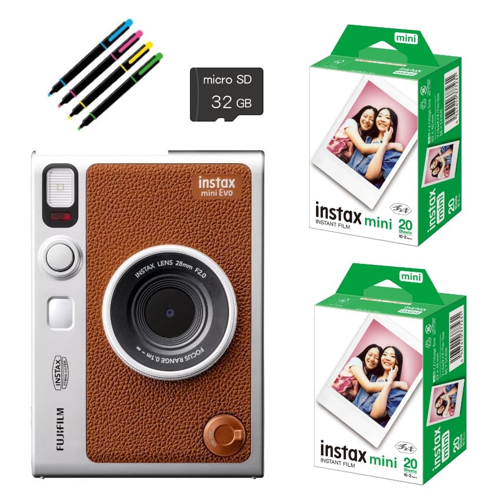 Instax Evo Hybrid Instant Camera instax mini Evo Brown & 40 Instax ...