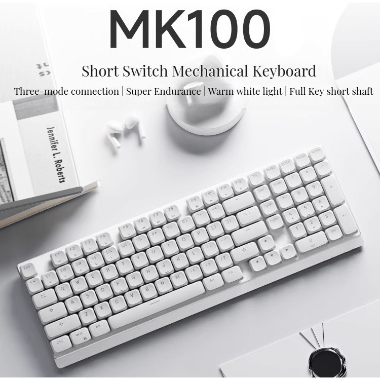 Mk100 Wireless Keyboard - Low-Profile | Tri-Mode BT/2.4G | Slim ...