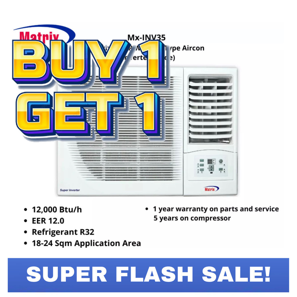 Mx-INV35 Matrix 1.5HP Window Type Aircon Full Inverter (FLASH SALE ...