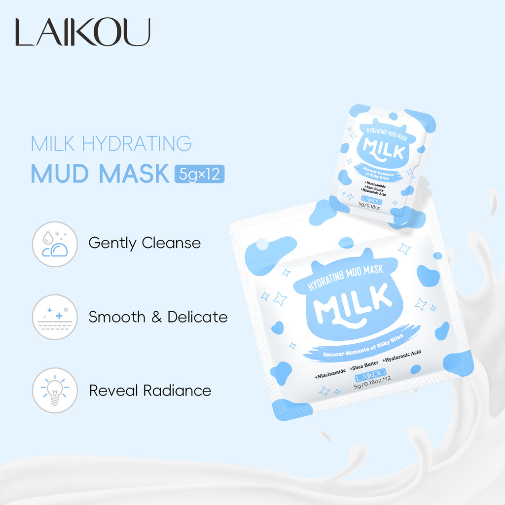 LAIKOU Milk Hydrating Mud Mask Niacinamide Hyaluronic Acid Gentle ...
