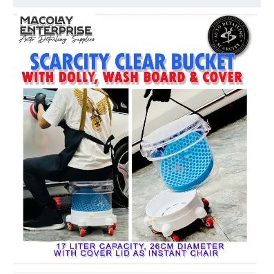 MG-004a Scarcity Clear Car Wash Bucket with Grit Guard and Dolly Set ...