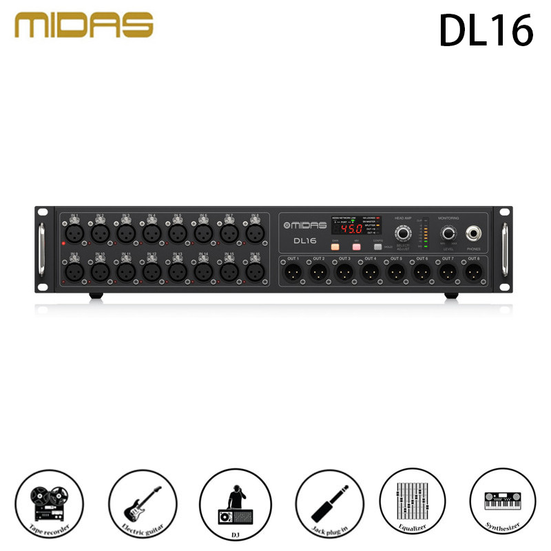 Midas DL16 16 Input, 8 Output Stage Box with 16 Midas Microphone Preamplifiers, ULTRANET and ...