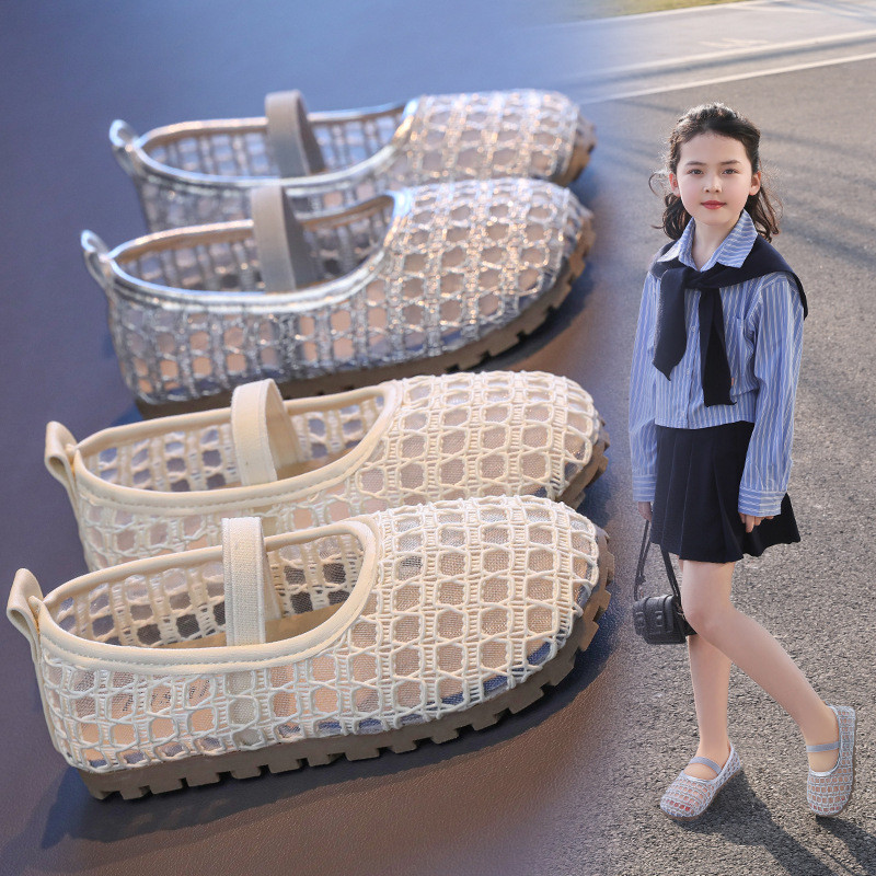Girls Beach Shoes Mesh Breathable Slip-on Kids Flat Shoes Slip-on 2025 ...
