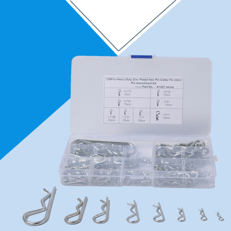 100/125pcs R Cotter Pins Tractor Pin Clips With Plastic Box Assortment Kit Split Cotter Pins Kit ...
