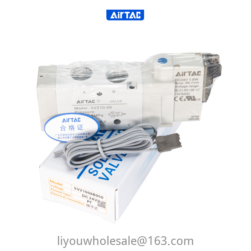 Airtac Pneumatic Control Valve Two-Position Five-Way Solenoid Valve 5V110-06/5V210-08 Reversing ...