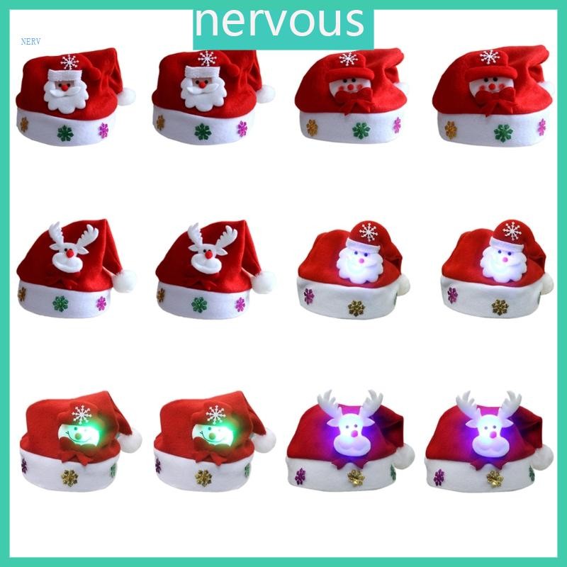 NERV 1Pc Adult Children LED Christmas Hat Santa Claus Reindeer Snowman ...