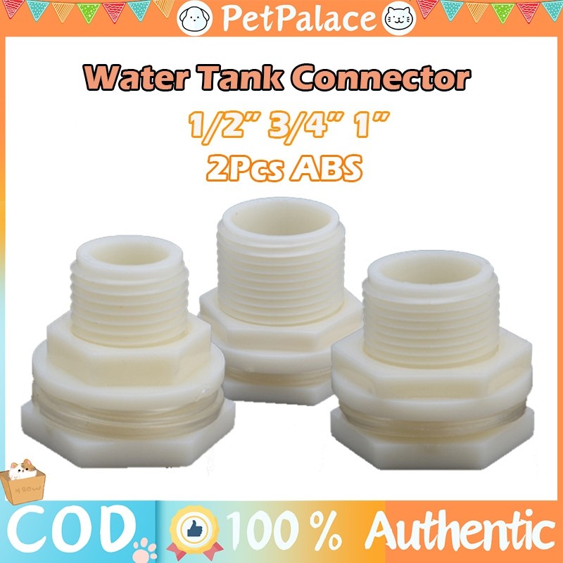 2Pcs Water Tank Connector Adapter 1/2 3/4 1 Male Thread Aquarium ABS Connector Pipe Bulkhead ...