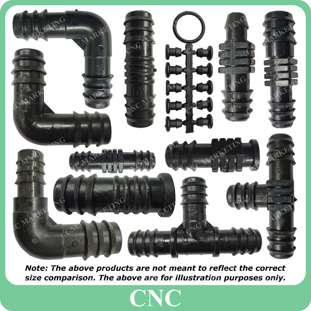 Irrigation 16mm 20mm Tee Elbow Coupler End Cap Offtake Valve Rubber ...